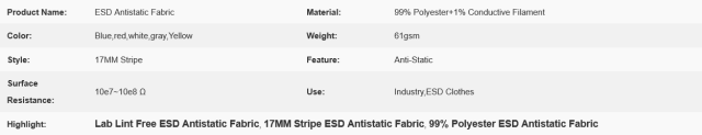 Lab Lint Free Anti-static 17MM Stripe 99% Polyester+1% Conductive ...