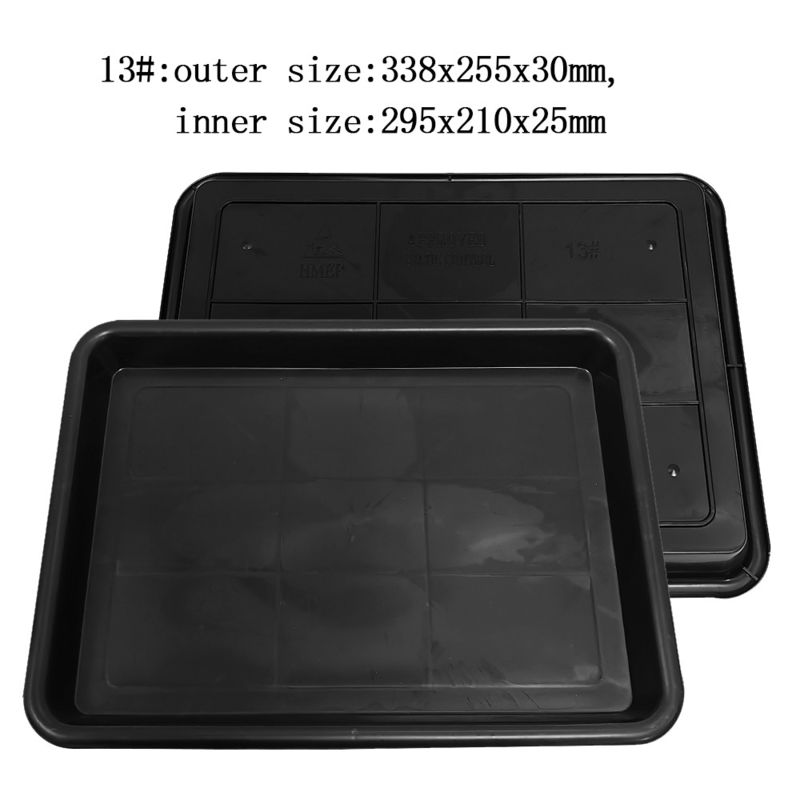 338x255x30mm Anti Static Square Tray Black Plastic Rectangular Shallow ...